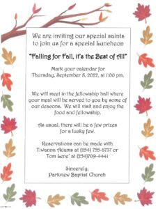 Widows & Widowers Banquet FH